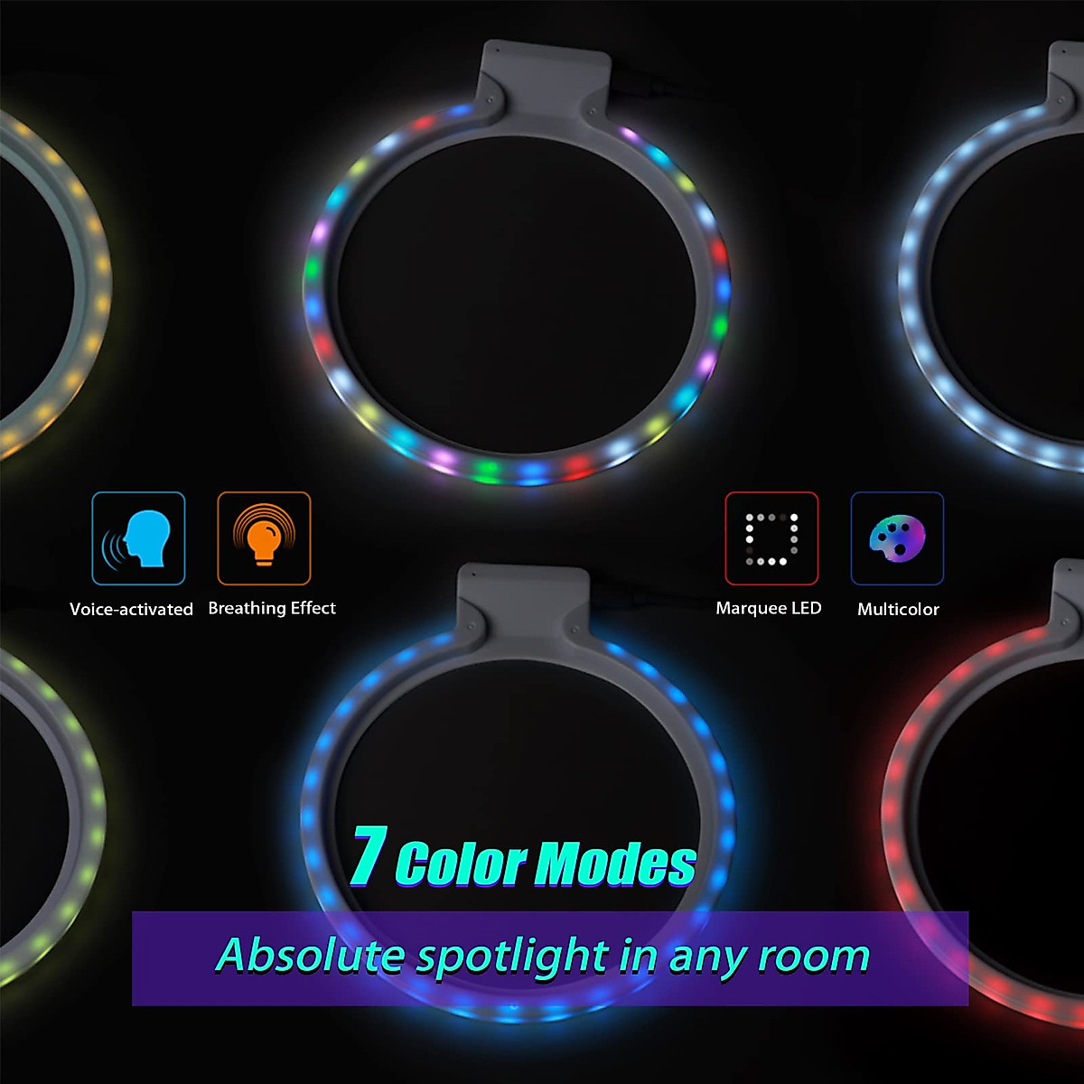 Nargos PS5 Base LED Light - PS5 Accessories RGB Vertical Stand Light with 7 Colors for Playstation 5 Digital & Disc Edition Console