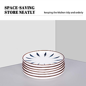 Aquiver 6'' Ceramic Dessert Plates - Color Painted Porcelain Appetizer Plates - Tea Party Small Serving Plates for Cake, Pie, Snacks, Ice Cream, Side Dish, Waffles - Set of 6 (Blue)