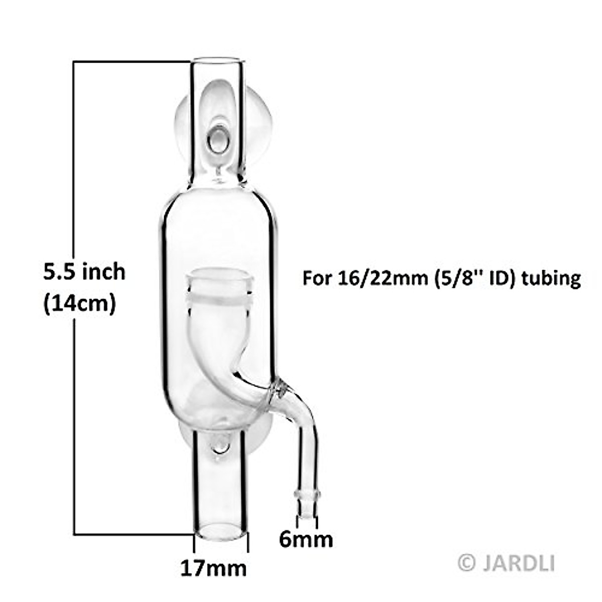 JARDLI Glass Inline CO2 Atomizer Diffuser System for Aquarium Planted Tank (17mm for 16/22mm (5/8" i.d.) Hose)