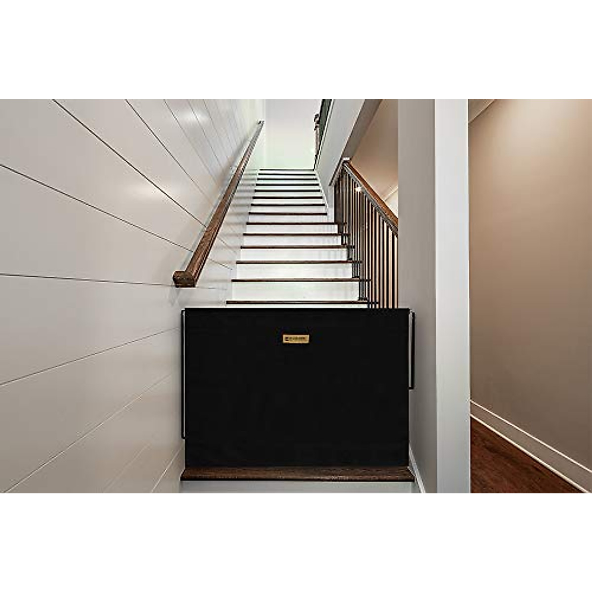 The Stair Barrier Pet & Baby Gate for Stairs - Wall to Wall Baby Gate - Safety Gate for Kids or Dogs - Cardinal Baby Safety Gate with Fabric Slipcover for Stairs with Two Walls - Made in The USA