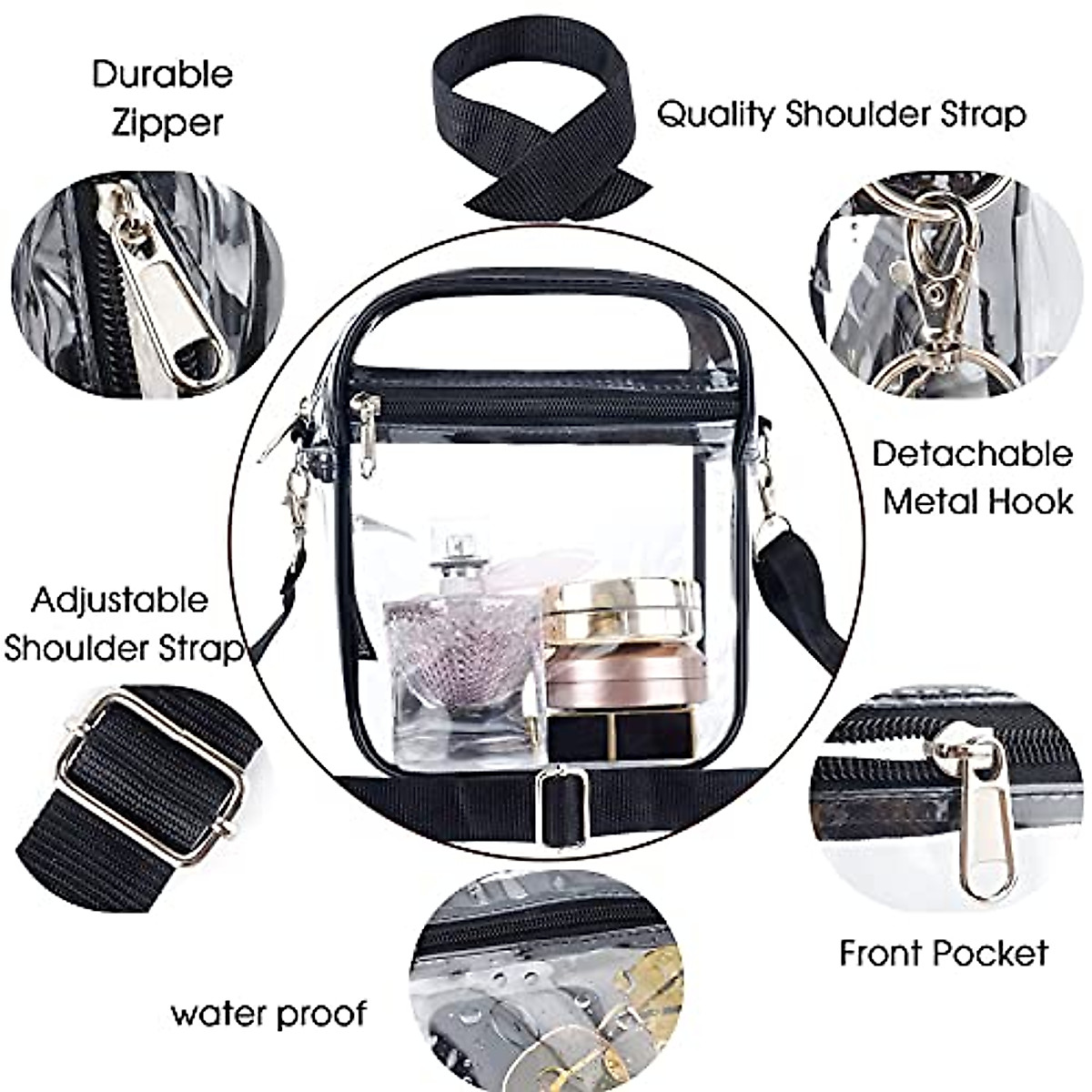 KETIEE Clear Crossbody Bag, Stadium Approved Clear Purse Bag for Concerts Sports Events Festivals