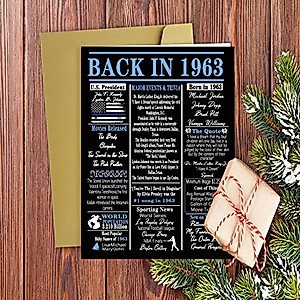 OJsensai Funny 60th Birthday Card For Mom Dad, Best Gifts Ideas For 60 Birthday Woman Man, Giant 1963 Bday Cards For Brother Sister, Happy 60 Years Anniversary For Husband Wife, Back In 1963