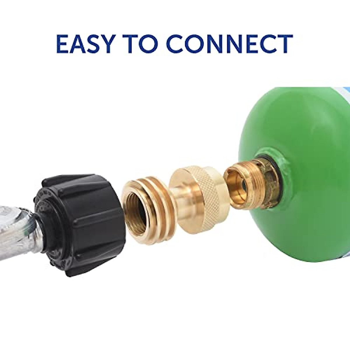 Flame King Propane Tank Adapter, 20lb to 1lb Converter, Hook Up Small Propane Cylinders when 20lb Ran Out, Solid Brass