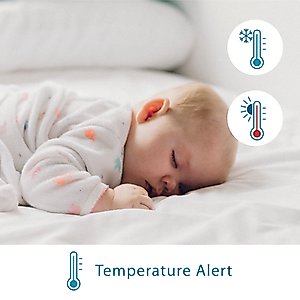 Moonybaby 5" HD A.N.R. (Auto Noise Reduce) Baby Monitor with Camera and Audio, Model: QuadView 30, No WiFi, 20 Days Battery Life in ECO Mode, Long Range, 2-Way Audio, Lullaby, Room Temperature Display