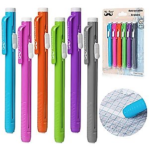 Mr. Pen Retractable Mechanical Eraser Pen, Pack of 6, Assorted Color
