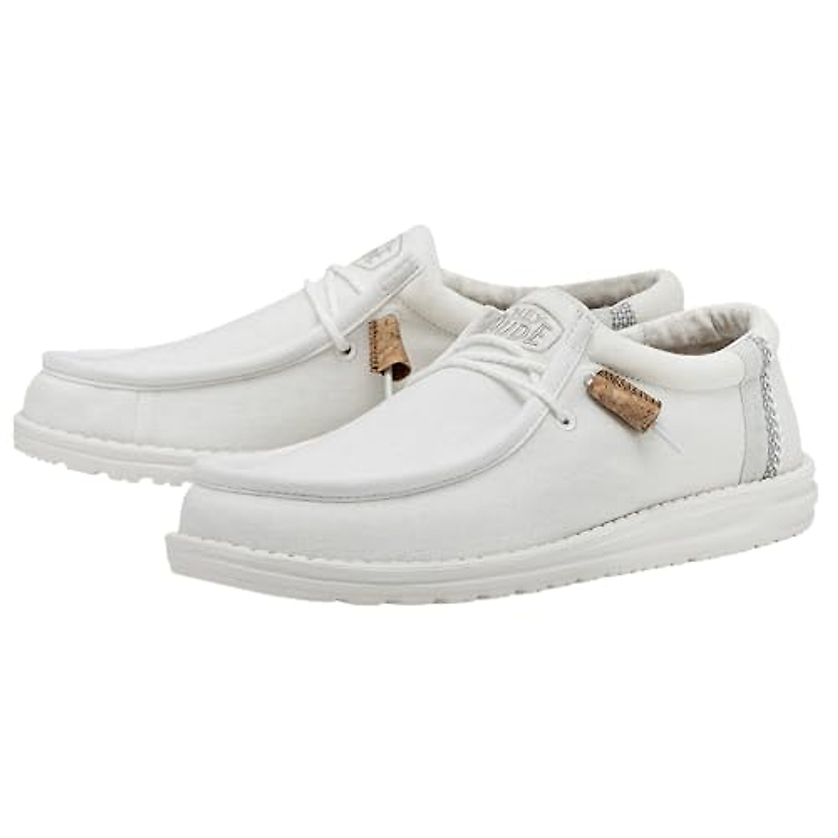 Hey Dude Men's Wally Break Stitch White Size 8| Men's Loafers | Men's Slip On Shoes | Comfortable & Light-Weight