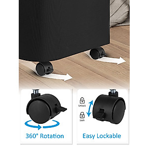 efluky Laundry Basket with Wheels, Rolling Laundry Basket with Lid and Removable Bag, Dirty Clothes Basket with Wheels for Laundry Room, Bedroom & Bathroom, 100L (26.4 Gallon) Black