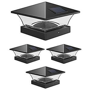 Davinci Lighting Classic Solar Outdoor Post Cap Lights - 4x4 5x5 6x6 - Bright LED Light for Fence Deck Garden or Patio Posts - Slate Black (4 Pack)