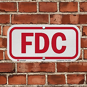 SmartSign 6" x 12" Fire Department Connection FDC Sign, 63 mil, 3M Laminated Engineer Grade Reflective Aluminum, Red and White