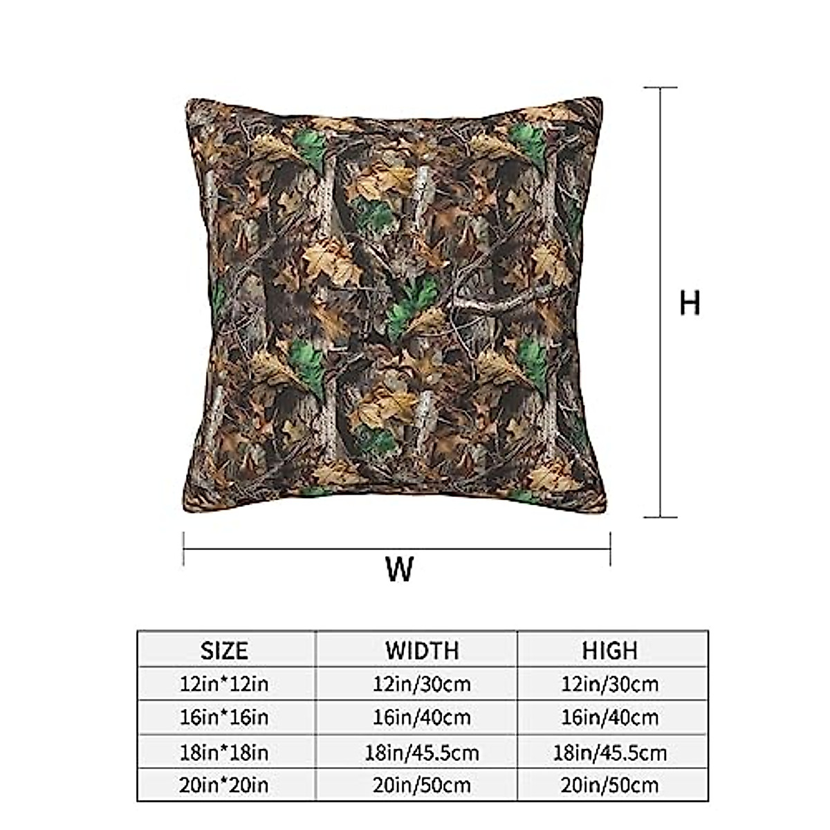 WURTON Cold Tree Camouflage Print Throw Pillow Covers, Soft Square Cushion Case,for Sofa, Couch,Bed Chair-18 X 18 Inch