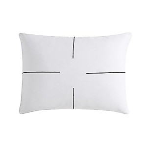 Vera Wang - King Duvet Cover Set, Luxury Cotton Sateen Bedding with Matching Shams, All Season Home Decor (Zig Zag White, King)