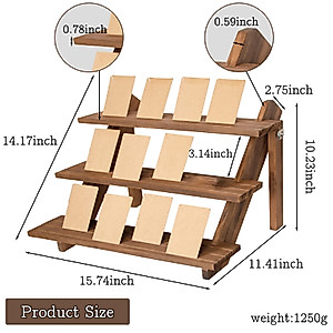 51pcs 3-Tier Wood Earring Display Stand, Retail Jewelry Card Stand with Groove + 50 Cards Portable Ring Organizer Holder Showcase Racks for Business Home Using