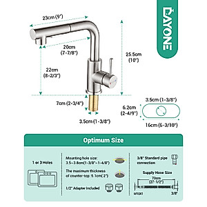 Bar Sink Faucet Brushed Nickel with Pull Out Sprayer, DAYONE Modern Stainless Steel Kitchen Faucets, Utility Single Hole/Handle Mini Bar Faucet Tap for RV