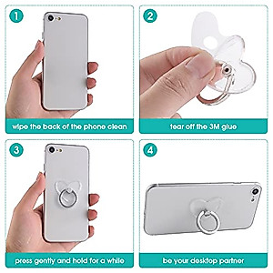 TIESOME Finger Kickstand Cell Phone Ring Holder, 3 Pcs Finger Ring Grip Stands 360° Rotation 180° Phone Ring Stand with Diamond Compatabile with Smartphones(Heart Shape)