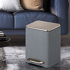 TETARI Trash Can Trash Can Household Living Room Stainless Steel Gray Multi-Specification with Cover Kitchen Bathroom Toilet (Size : Medium)