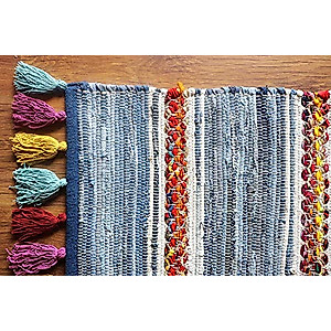 The Home Talk Recycled Denim Area Rug | Carpets Suitable for Living Room, Bedroom, Dining Room, Home Décor | Handcrafted Rugs | Non-Skid | Bohemian Contemporary | 2’ x 5’ | Denim Rag Store