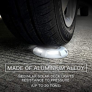 SIEDiNLAR Solar Deck Lights Driveway Dock LED Light Solar Powered Outdoor Waterproof Road Markers for Step Sidewalk Stair Garden Ground Pathway Yard 4 Pack (White)