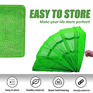 WEISGJA Hanging Drying Rack 4 Layers Foldable Nylon Netting, Folding Fish Mesh, Drying Fish Net for Shrimp Fish Fruit Vegetables Herb, with Zipper Opening, Green (22.4X15.7X25.5 in/Large)