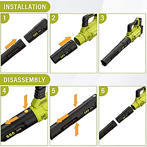 SEYVUM Leaf Blower - 580CFM 20V MAX Leaf Blower Cordless with 5.0 Battery & Fast Charger, 3-Speed Dial Electric Leaf Blower for Lawn Care, Battery Powered Leaf Blower Lightweight for Patio, Yard, Snow