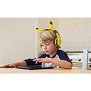 eKids Pokemon Kids Bluetooth Headphones, Wireless Headphones with Microphone Includes Aux Cord, Volume Reduced Kids Foldable Headphones for School, Home, or Travel