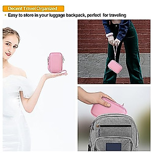 Elonbo Carrying Case for Makeid Label Maker Machine, Makeid L1 Portable Bluetooth Label Printer Handheld Label Printer Storage Holder Bag, Extra Mesh Pocket Fits Label Paper Cable, Pink