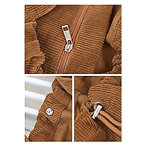 Ulisty Women Large Capacity Corduroy Drawstring Tote Bag Pockets Shoulder Bag Casual Handbag Hobo Bag Shopping Bag red