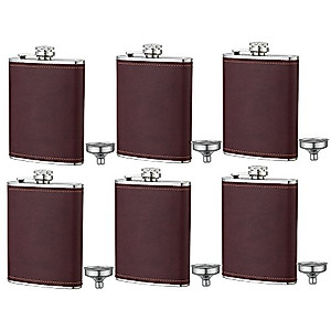 YWQ 6 Pcs 8 oz Steel Stainless Hip Flask Free Funnel Liquor Drinking of Alcohol Whiskey Gift for Men