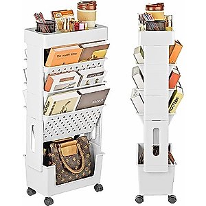 Bookshelves and Bookcases on Wheels: Rolling File Folder Rack & Office Shelf Organizer - Movable Bookshelf for Kids Room, Home School Classroom & Bedroom-Desk Organizers and Storage to Organize Home