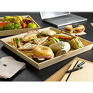 PacknWood 210WOODTRAY3939-‘‘NOAH3939’’ Heavy Duty Wooden Tray-Biodegradable Wood Serving Trays,Bamboo Trays for Eating,Parties,Wedding,Dessert,Birthdays, Serveware Appetizer 17”x 17”x1.75" in|10 pcs