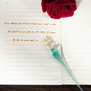 molshine Handmade Glass Dip Pen Crystal Calligraphy Pen Signature Dipped Pen for Artist Women Men Teens,Writing Drawing Decoration Gifts (Ice green)