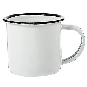 DOITOOL Fun Metal Coffee Mug Campfire Coffee Mug, Camping Coffee Mug Drinking Cup with Handle, Metal Coffee Tea Cup, Suitable for Indoors, Outdoors, Camping and Hiking (White) Coffee Tin Mugs