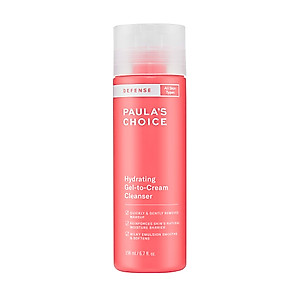 Paula's Choice-DEFENSE Hydrating Gel-to-Cream Facial Cleanser with Green Tea, Licorice, Aloe & Soy, Anti-Pollution and Free Radical Damage Protection for All Skin Types, 6.7 Ounce Bottle