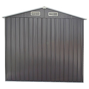Steel Garden Storage Shed 6' x 4' - Utility Tool House with Vents Garden Storage House Metal Shed for Patio (Grey)