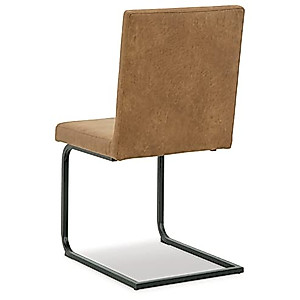 Signature Design by Ashley Strumford Modern Faux Leather Dining Upholstered Side Chair, Set of 2, Light Brown & Black