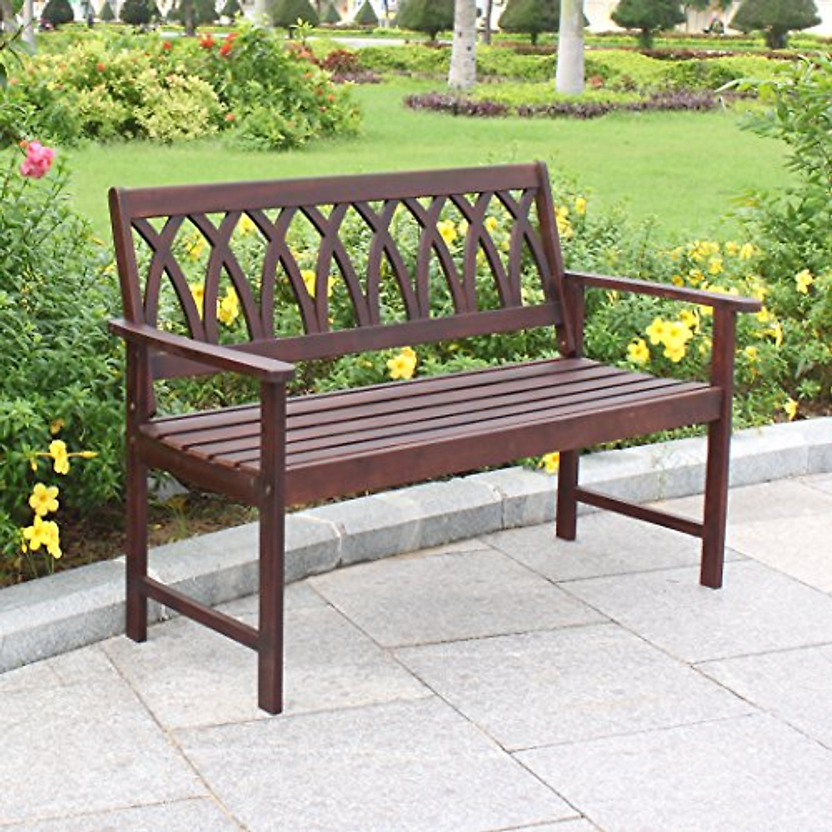 northbeam Wood Outdoor Garden Patio Bench, Natural, BCH0330610810