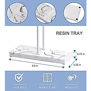 LKKL Hand Towel Holder - Countertop Towel Stand Free Standing - Bathroom Hand Towel Rack Stand Countertop Hand Towel Holder Double T Drying Rack with Soap Tray Resin Base(White)