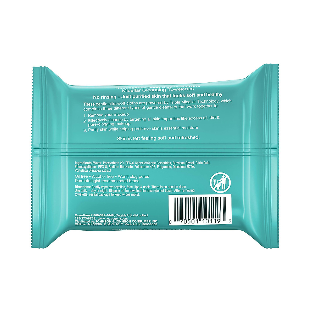 Neutrogena Deep Clean Purifying Micellar Cleansing Towelettes Ea 25 count