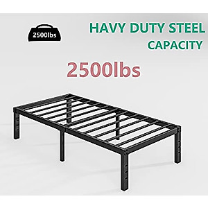 Sementa Twin-Bed-Frames 16 Inch High Heavy Duty-Platform-Mattress-Foundation - No Box Spring Needed,Storage Underneath,Easy Assembly,Noise Free,Black