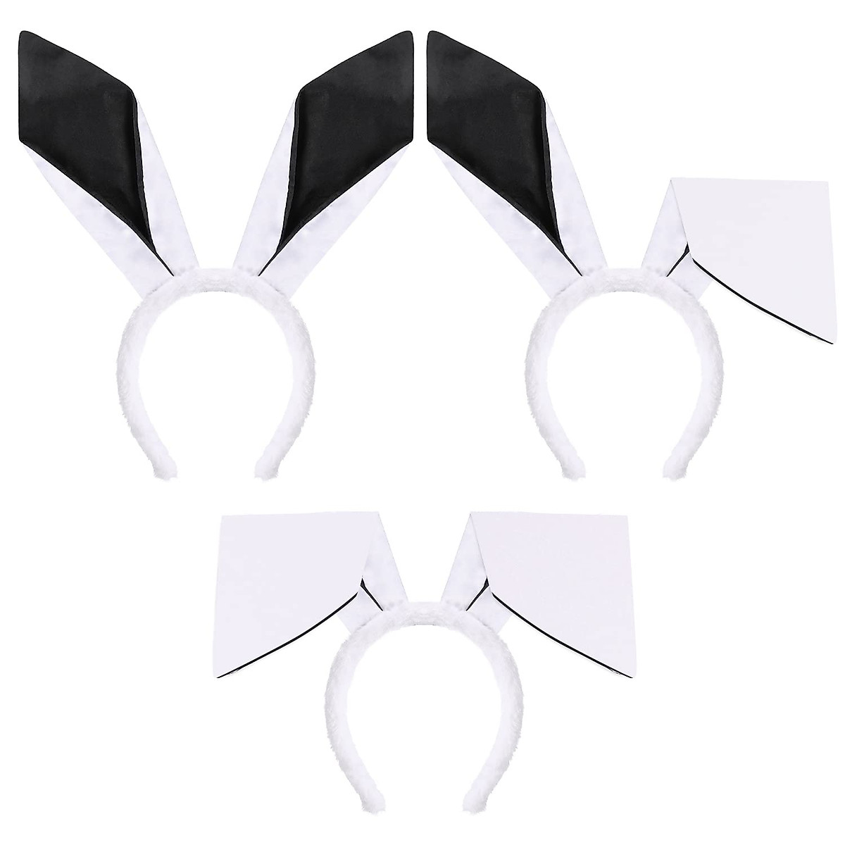 AUUABEARONN 5 Pcs Bunny Costume Set, Rabbit Ear Headband Bow Tie Cuffs Rabbit Tail for Halloween Costume Cosplay Party White