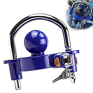Coupler Lock Hitch Trailer Lock with 2 Keys,72783 Universal Coupler Lock,Universal Adjustable Heavy-Duty Steel Lock Blue