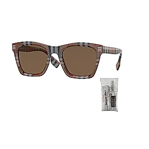 BURBERRY Cooper BE4348 396673 52MM Brown Check/Dark Brown Square Sunglasses for Men + BUNDLE With Designer iWear Complimentary Eyewear Kit