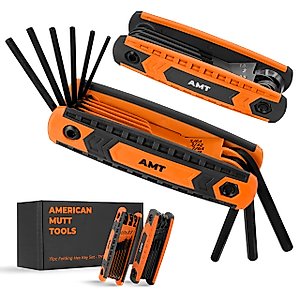 AMERICAN MUTT TOOLS 17pc Folding Allen Wrench Set – SAE and Metric Allen Key Set – Hex Key Set, Allen Wrenches Sets, Metric Allen Wrenches Set, Hex Wrench Set, Llaves Allen Set, Hex Set, Hex Tool Set