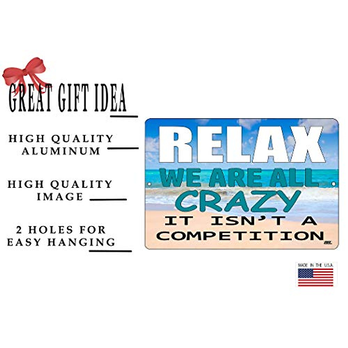 Rogue River Tactical Funny Sarcastic Work Office Retail Metal Tin Sign, 12x8 Inch, Wall Decor -Bar Boss Employee Coworker Relax We are All Crazy