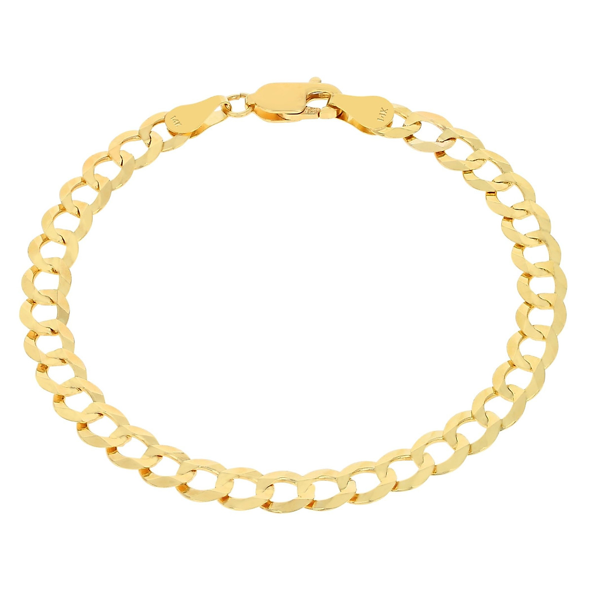 Nuragold 14k Yellow Gold 6mm Solid Cuban Curb Link Chain Bracelet, Mens Womens Jewelry 7" 7.5" 8" 8.5" 9"