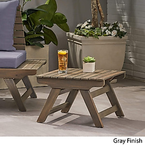 GDFStudio Outdoor Wooden Side Table, Gray Finish
