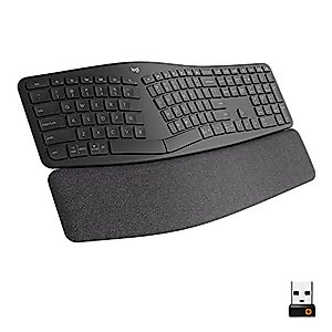 Logitech ERGO K860 Wireless Ergonomic Keyboard - Split Keyboard, Wrist Rest, Natural Typing, Stain-Resistant Fabric, Bluetooth and USB Connectivity, Compatible with Windows/Mac
