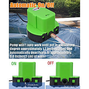 Automatic Pool Cover Pump, Submersible Pool Cover Pump 1200 GPH, Sump Pump with 4 Adapters 16ft Drainage Hose