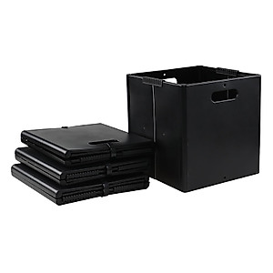 Wekioger 4-Pack Plastic Foldable Cube Storage Bins, Collapsible Storage Cubes Bin Organizer, Black