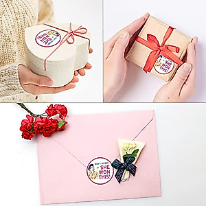 600 PCS Don't Worry She Won This Stickers, TNE Creator 1.5 Inch Small Shop Stickers Thank You Customer Appreciation Circle Sticker Labels for Small Businesses Packaging Sticker, Handmade Sticker