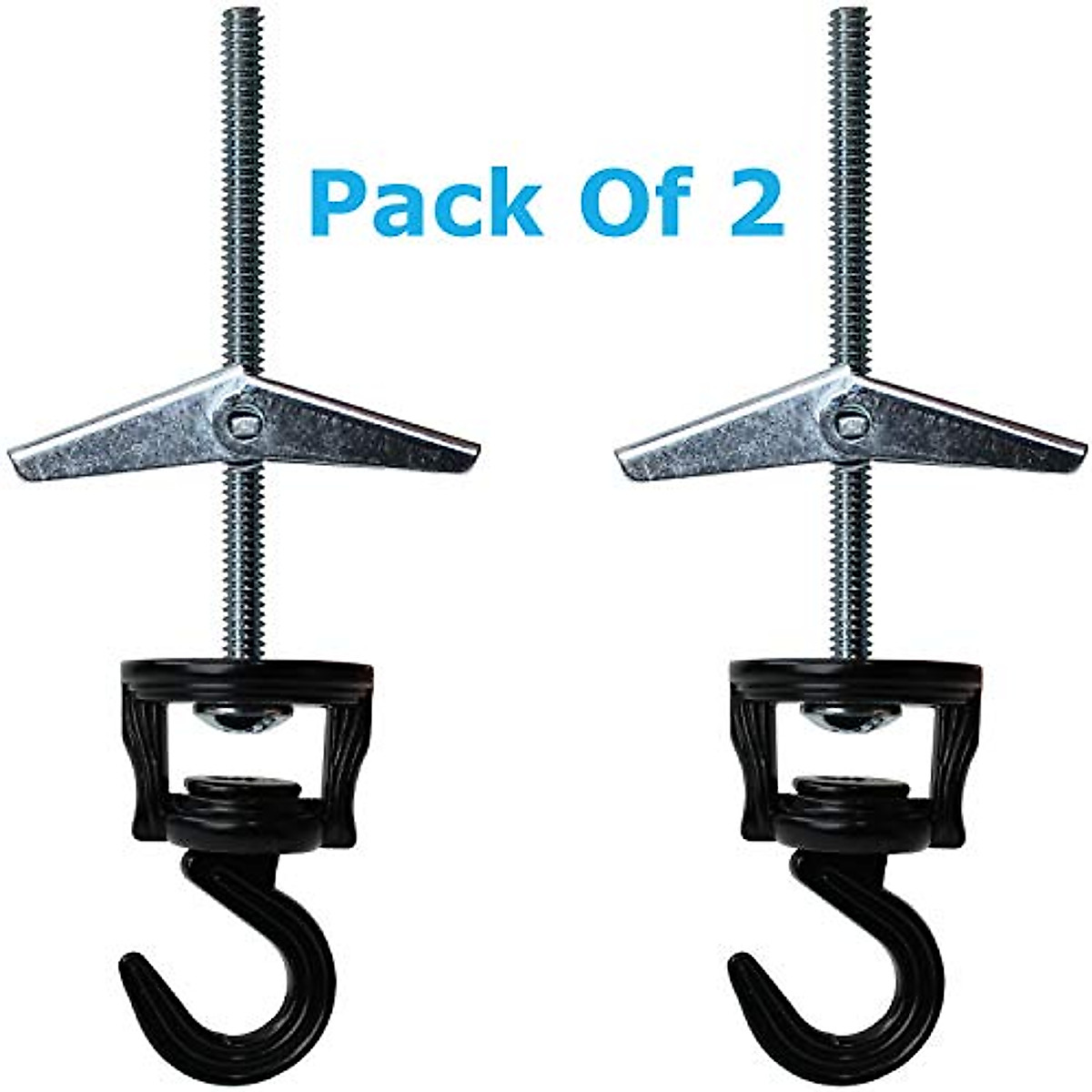 Blue Donuts Swivel Hook Hangers, Multi-Functional for Hanging, Screws and Anchors Included, 2 Sets Per Pack,Black